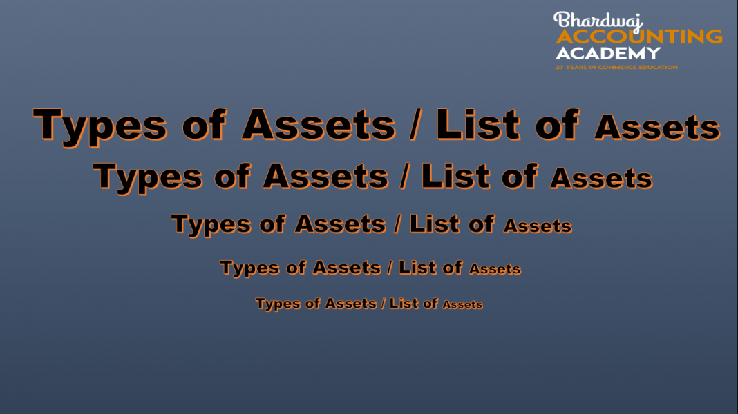 Types of assets/ list of assets - important Class 11